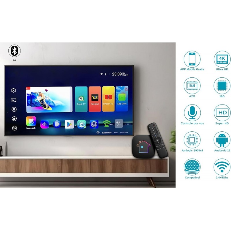 2025 H8 Box Brazil TV New Version Brazilian Brasil Comes with 2.4GHz ...